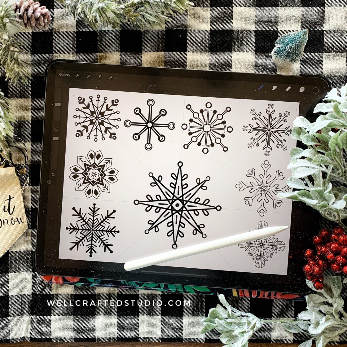 How to Draw Snowflakes in Procreate [Symmetry Tool] - Well Crafted Studio