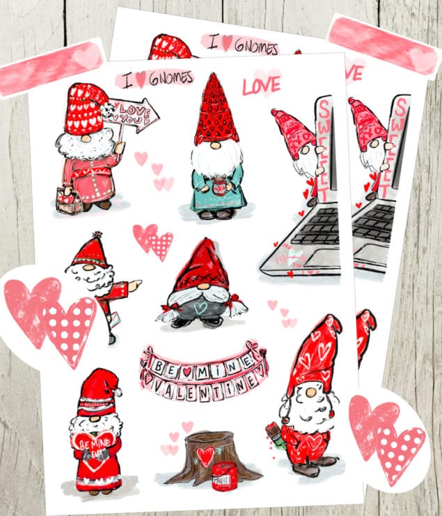 How to Make Valentine Gnome Stickers - Well Crafted Studio