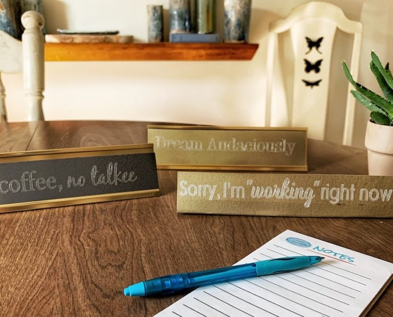 How to Make Engraved Desk Signs with a Cricut - Well Crafted Studio