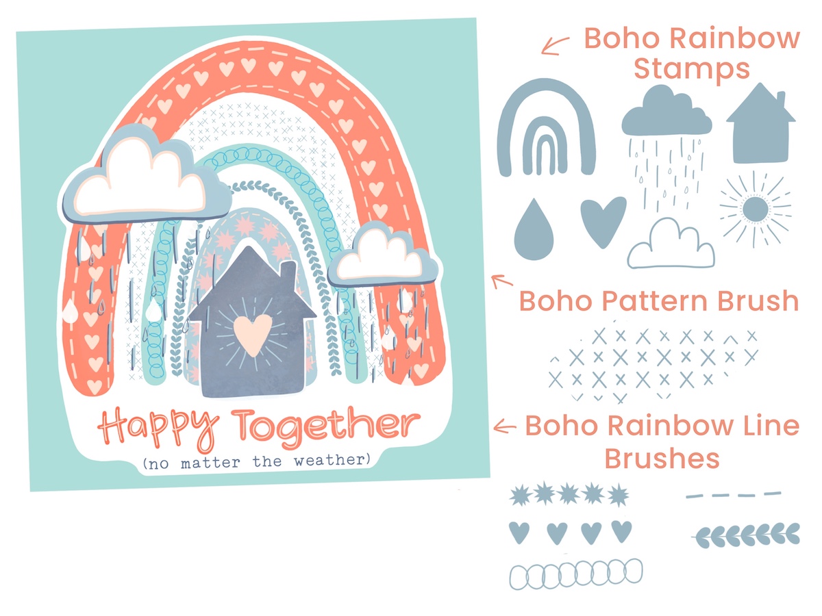 Boho Rainbow Procreate Bundle Offer - Well Crafted Studio