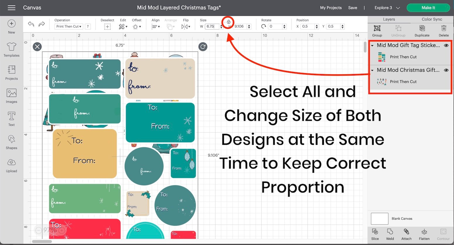 How to Make Layered Gift Tag Stickers with Cricut - Well Crafted Studio