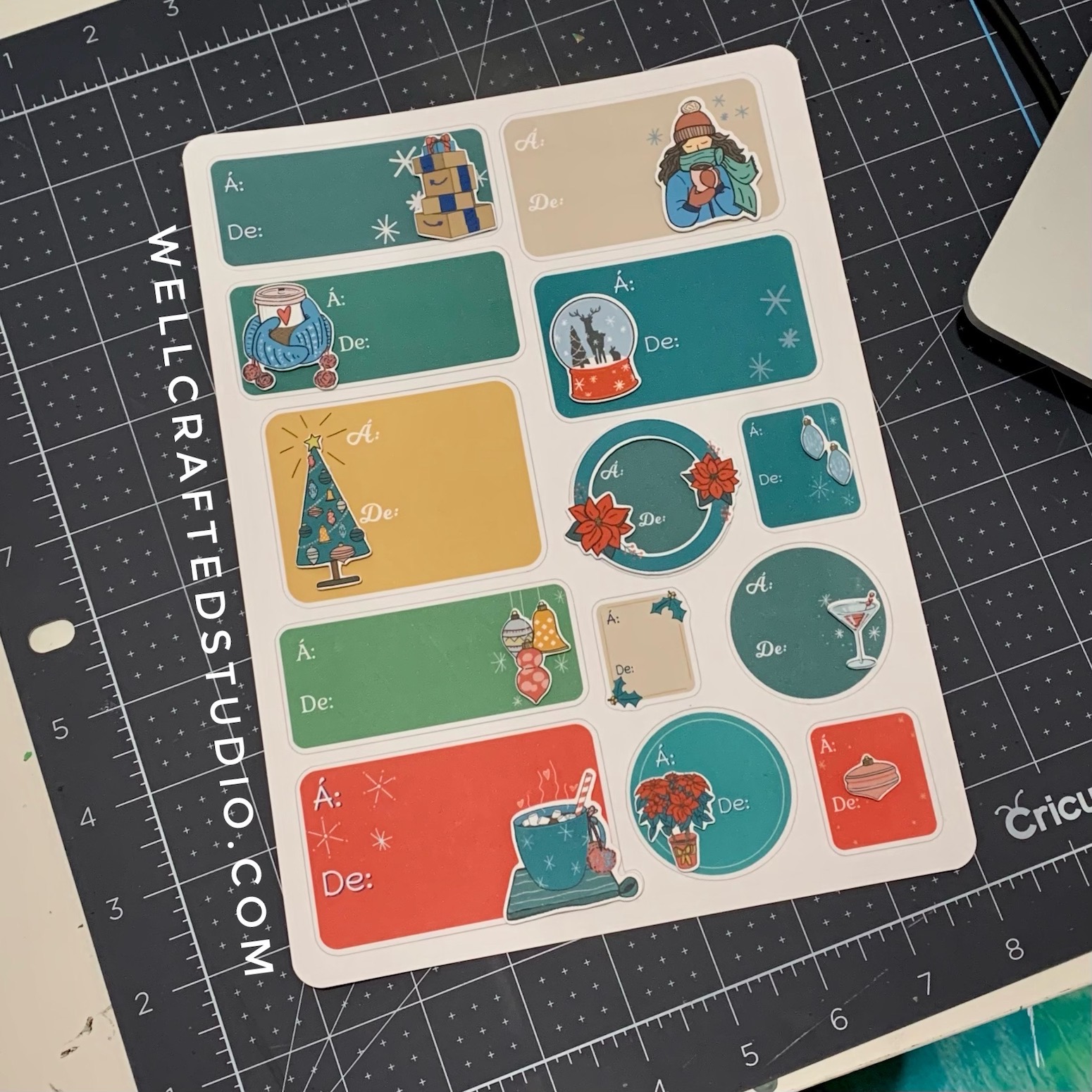 How to Make Layered Gift Tag Stickers with Cricut - Well Crafted Studio