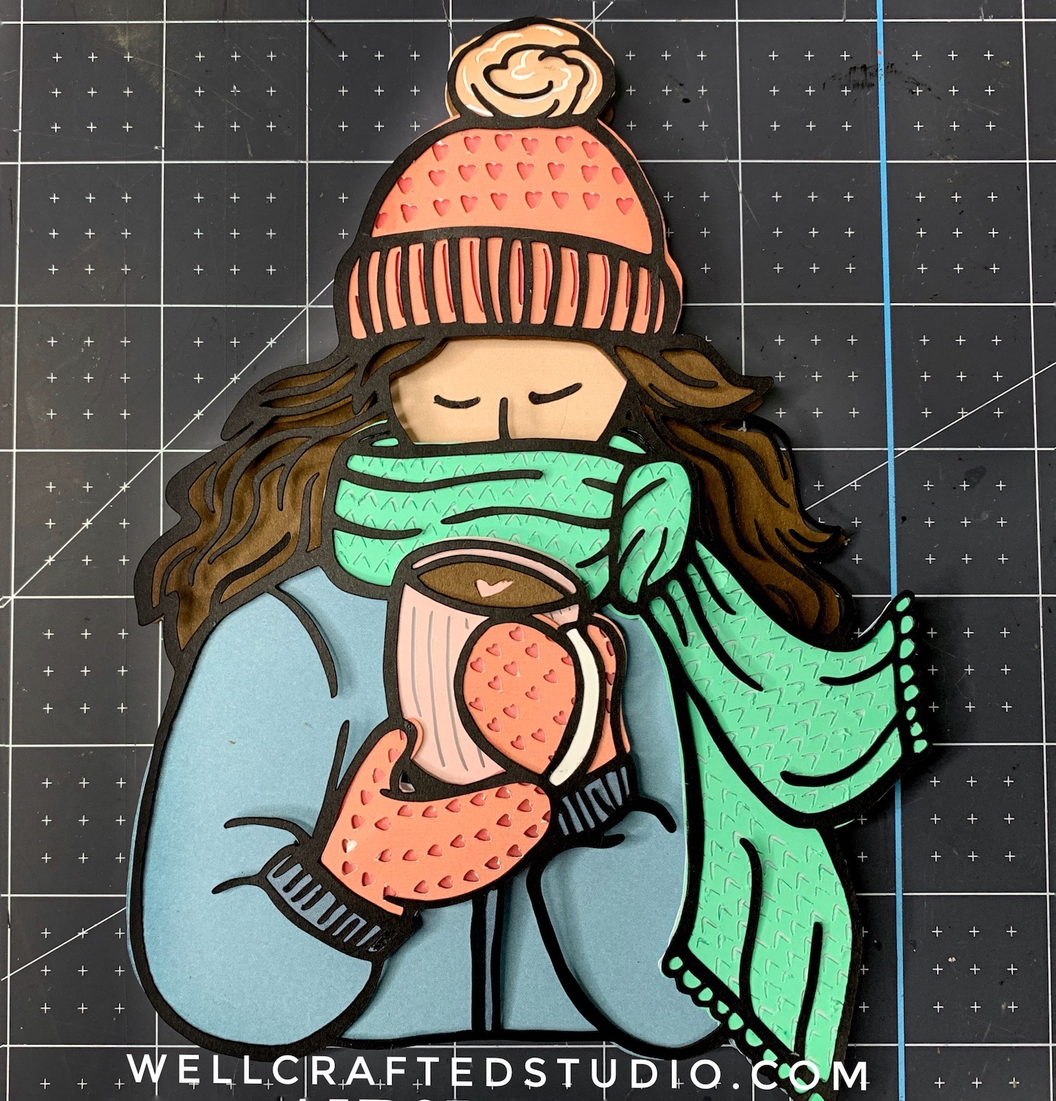 Make a Layered Paper Design of a Girl with Mug - Well Crafted Studio