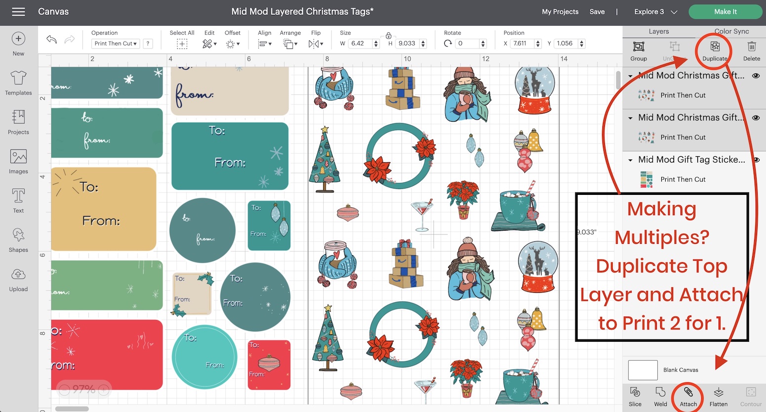 How to Make Layered Gift Tag Stickers with Cricut - Well Crafted Studio