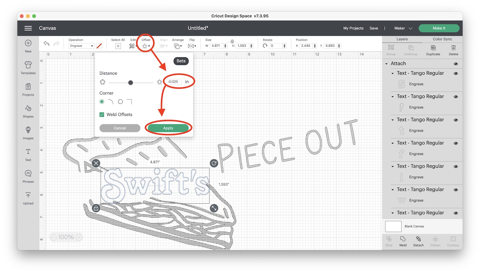 How to Use Offset to Add Line Fill in Cricut Design Space - Well ...