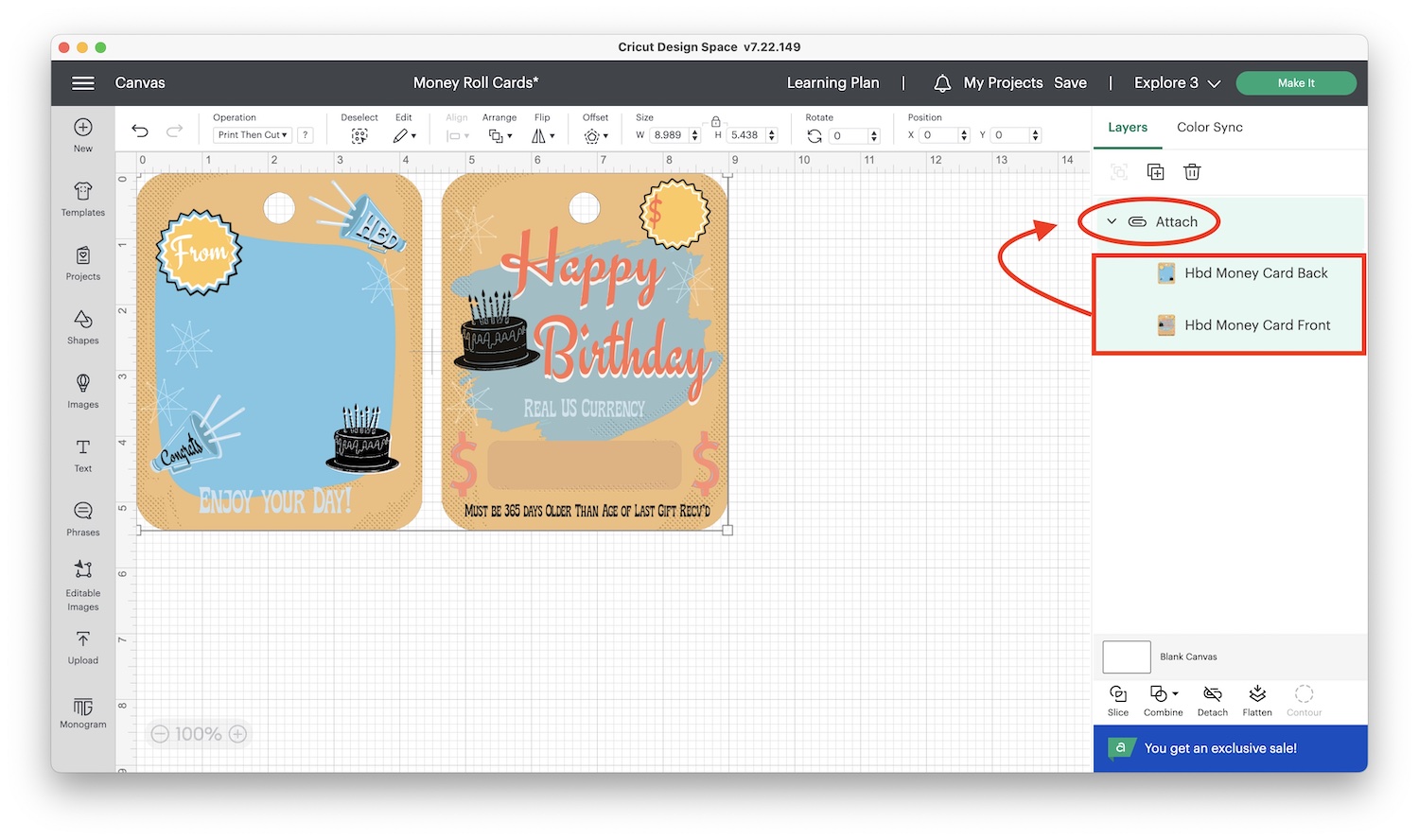 DIY Money Roll Gift Cards with Cricut - Well Crafted Studio